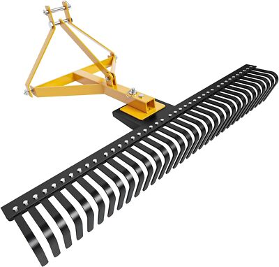60" Tractor Rake, Landscape Rock Rake, 3-Point Lawn Dethatcher ...