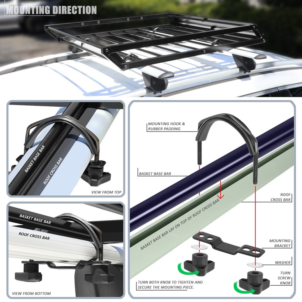 43"X35.5"Roof Rack Top Cargo Luggage Carrier Basket+Wind Fairing ...