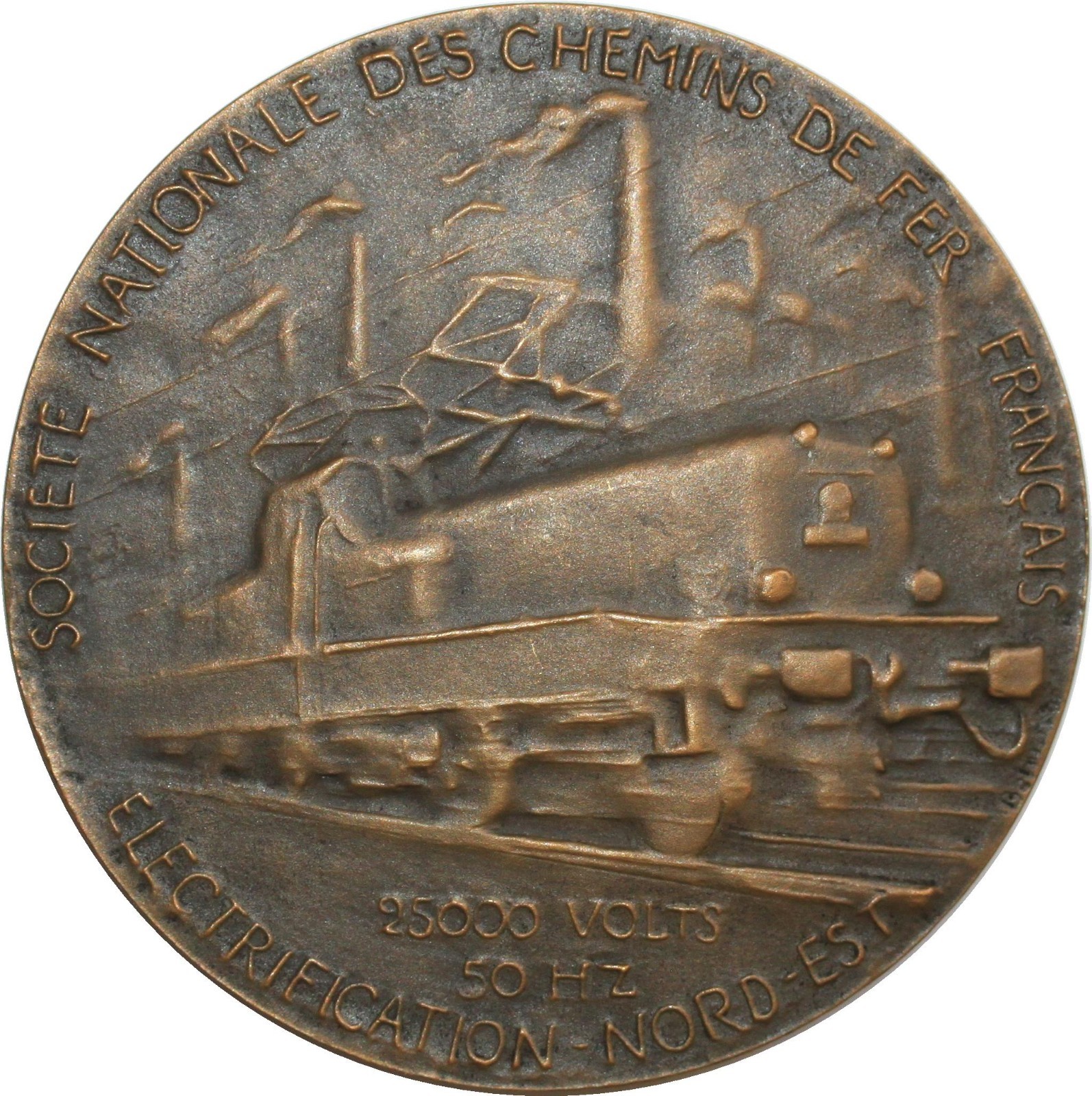 O6456 Coffret Médaille SNCF Electrification 25000 Volts Mans Rennes ...
