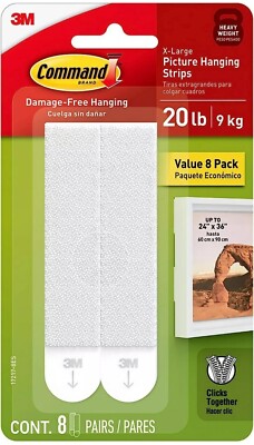 X 2 Pack- Command 20 Lb XL Heavyweight Picture Hanging Strips, Damage ...