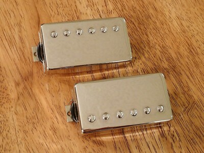 HOT HUMBUCKER PICKUP SET ALNICO 2 MAGNETS POLISHED NICKEL 4 CONDUCTOR ...