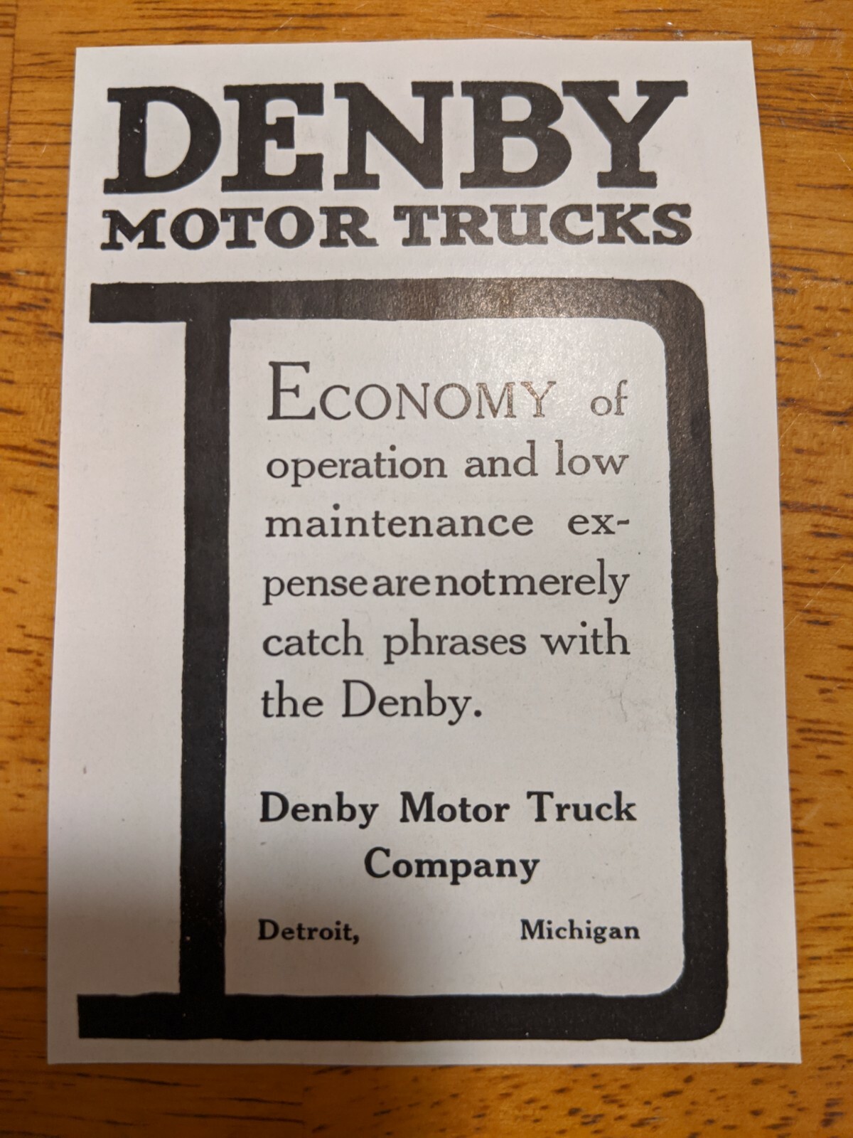 Denby Motor Truck Company Vintage 1918 Car Small Print Ad Detroit ...