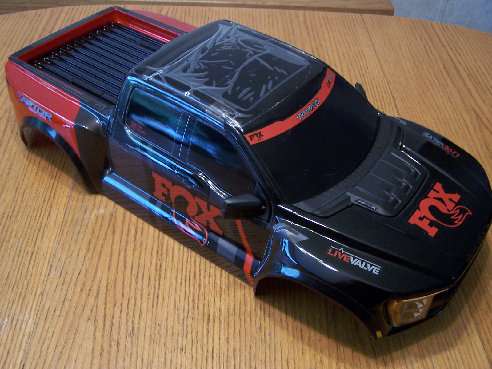 Fits Traxxas 4x4 Raptor R Orange & Black Fox Body Black Trim Clipless ...