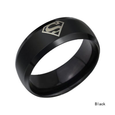 SUPERMAN RING ~ Fashion Titanium Boys ~ Mens SIZE 11 NEW Black Polished ...