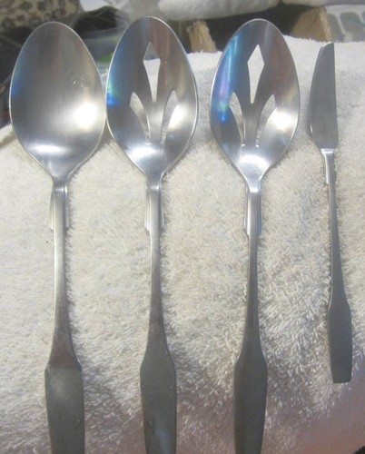 8 3/8",lot 4, Epic custom stainless Japan,2 slotted,1 serving spoon,VTG ...