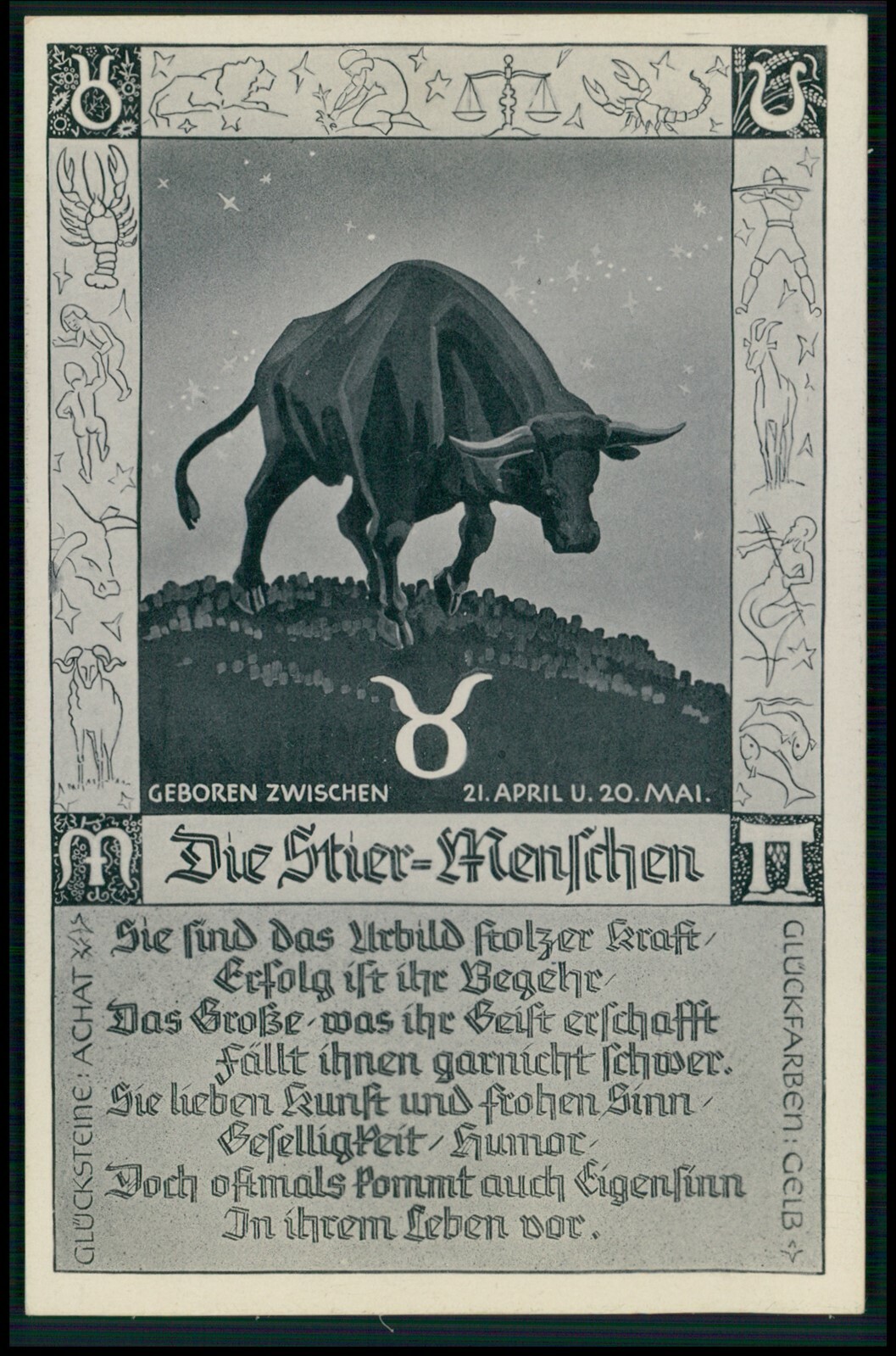 art Zodiac astrology signs original old 1920-1930s postcard lot set of ...