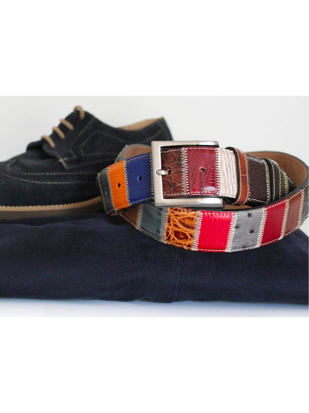 Robert Charles Belts - 1587 Patchwork Mens Leather Belt 40mm - Made in ...