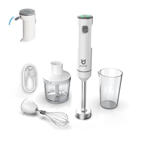 Cordless Hand Blender, Variable Speed Immersion Blender Rechargeable ...