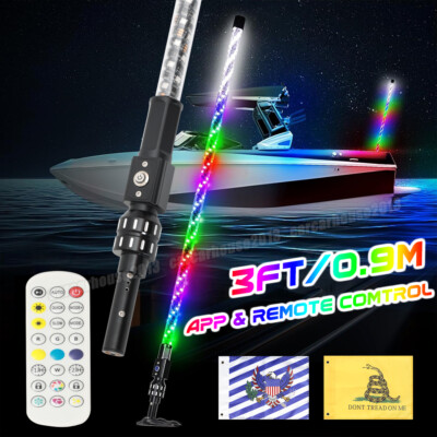 Led whip boat stern light RGB plug and play 3ft NavLIGHT SHOW For ...