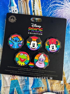 2024 Disney Parks Rainbow Pride 5 Pin Booster Set Kermit Mickey Minnie ...