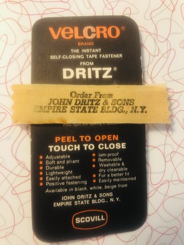 Vintage Velcro Sample Card John Dritz & Sons Scovill Empire State Bldg ...