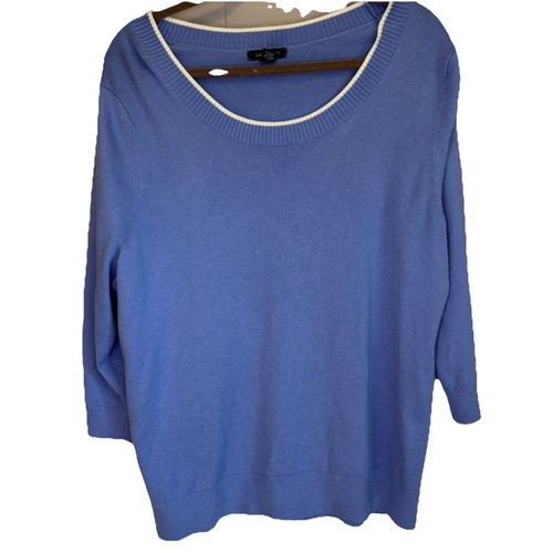 Lands’ End NWT 1X Blue Cotton Knit Sweater – Classic Boatneck, Resort ...