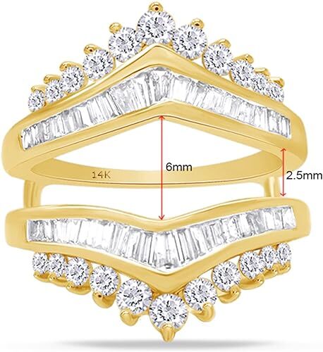 1.25ct Natural Diamond Solitaire Enhancer Guard Ring 14K Solid Yellow ...