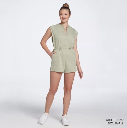 Calia Sage Green Zipper Soft Utility Romper NWT Size XXS | eBay