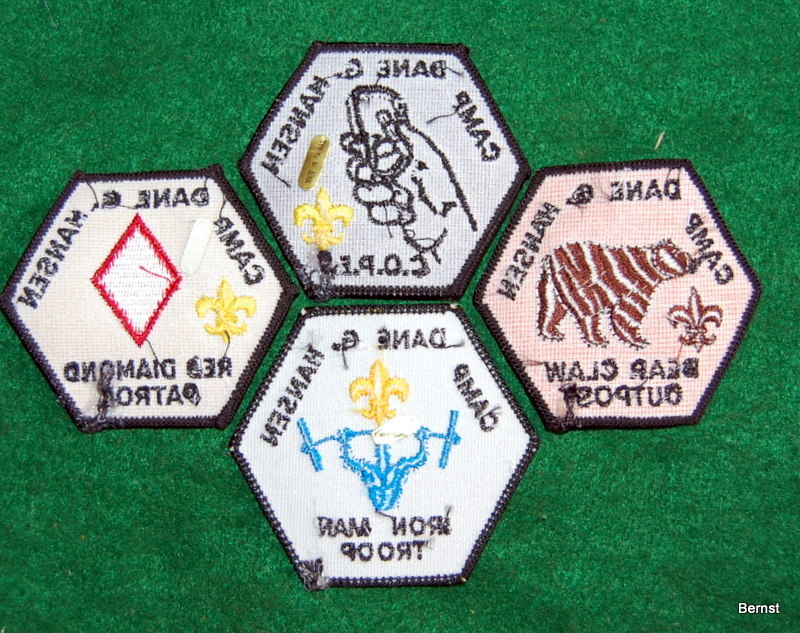 BOY SCOUT CAMP PATCHES - FOUR CAMP DANE G. HANSEN PATCHES CORONADO AREA ...
