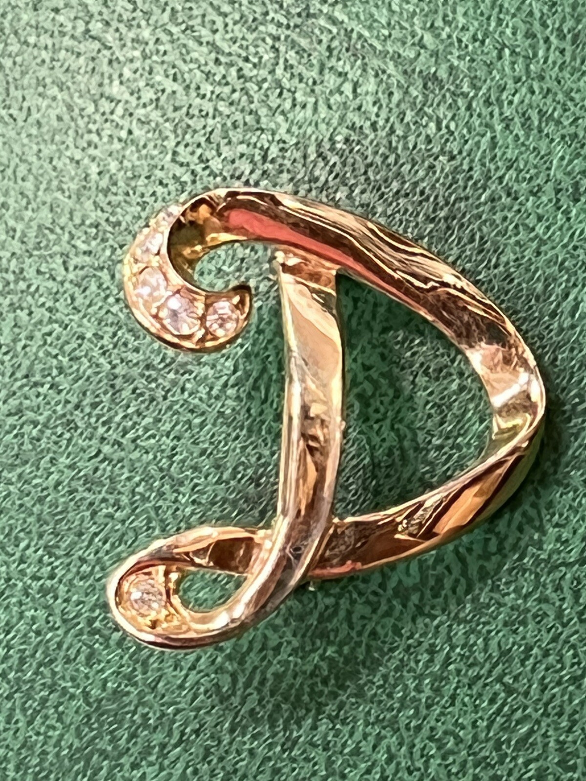 Vintage Cursive Initial Letter "D" Gold Plated Brooch… - Gem