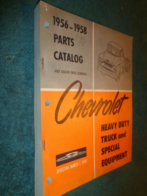 1956 1957 1958 CHEVROLET HEAVY DUTY TRUCK PARTS CATALOG / ORIGINAL BOOK ...