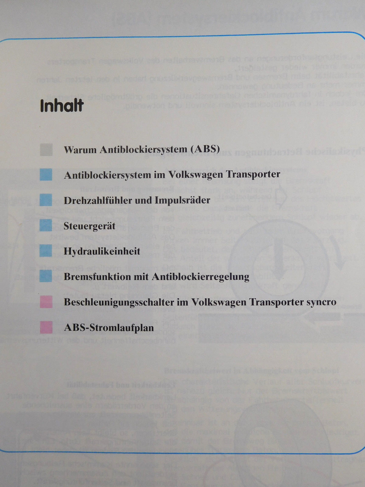 SSP 86 Antiblockiersystem Bosch im VW Transporter T3 Konstruktion Funktion