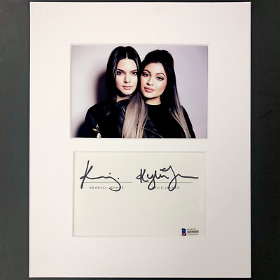 Kendall & Kylie Jenner dual signed autograph & matted photo BAS COA ...