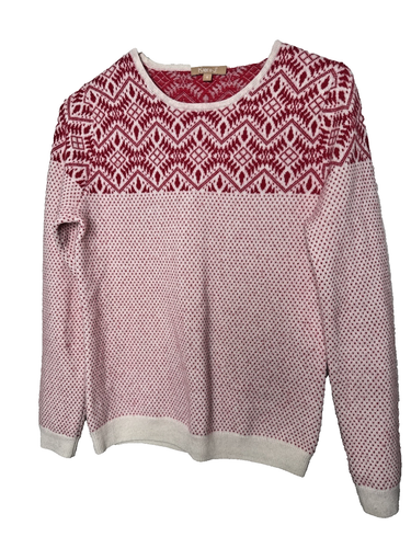 KIER + J J2 Women's 100% Cashmere Crew Neck Sweater Size S Hearts Fair ...