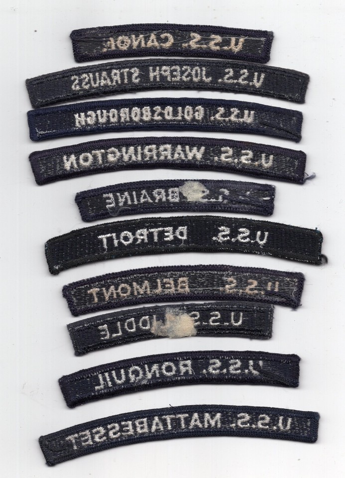 10pc USS USN NAVY NAVAL ROCKER ARM PATCHES MATTABESSET RONQUIL BRAINE ...