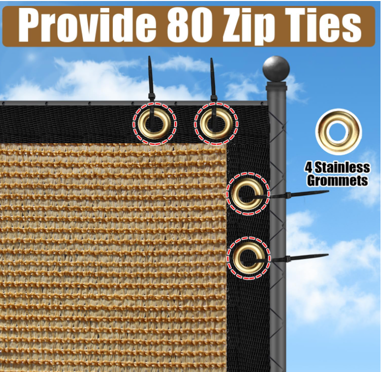 Sand 4FT X 50FT Outdoor Privacy Screen Fence & Mesh Shade Net Cover ...
