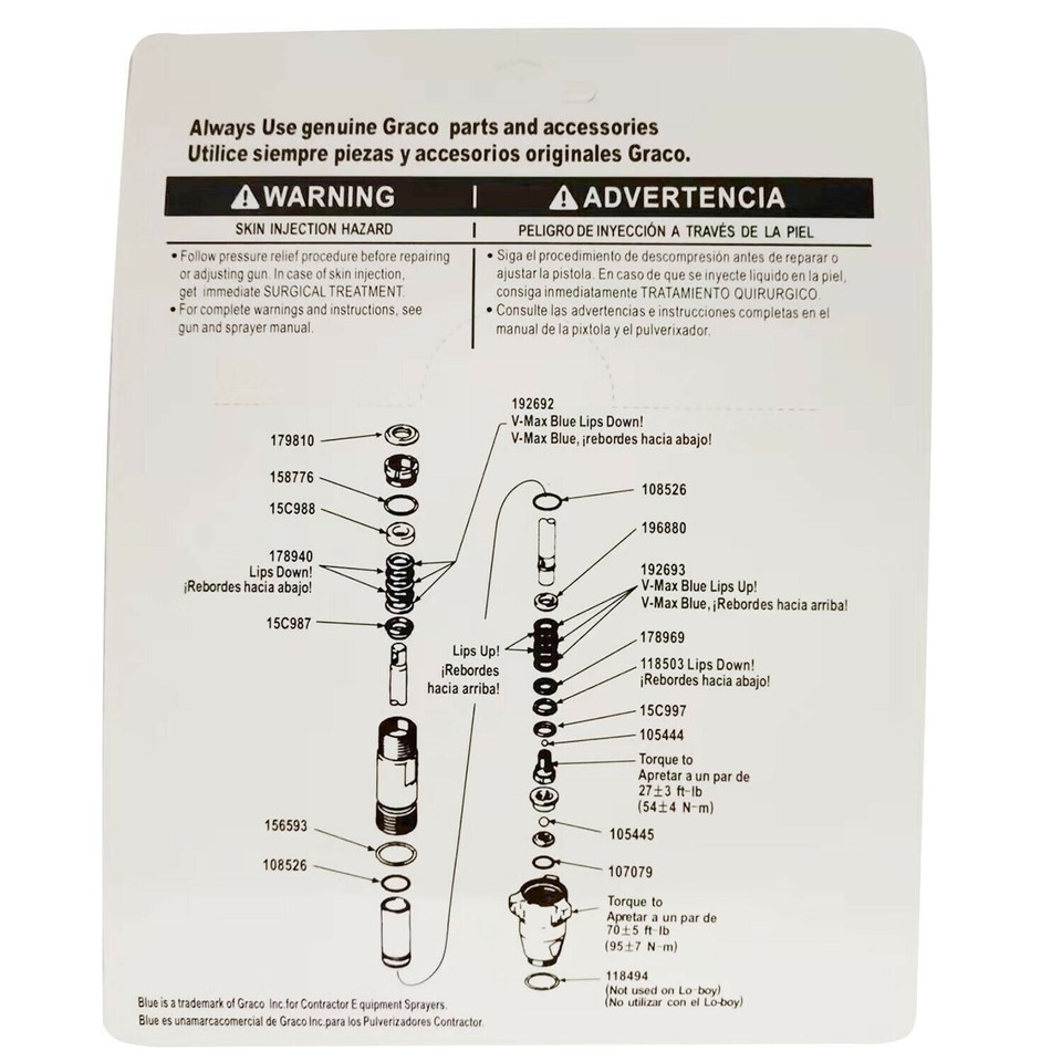 248212 Airless Paint Sprayer Pump Repair Packing Kit For Graco 695 795 ...