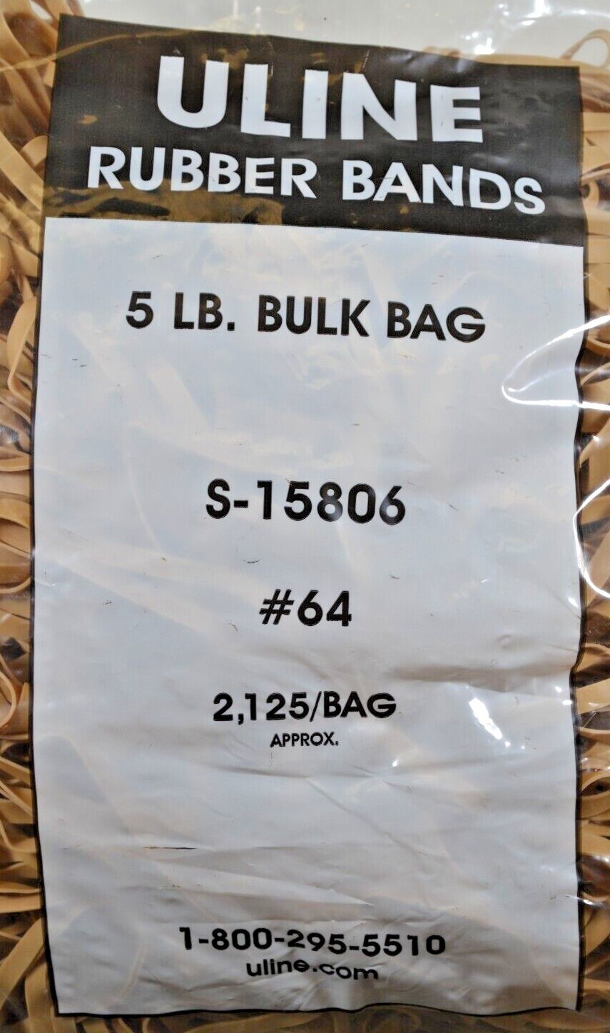 ULINE S-15806 Rubber Bands 5 LB Bulk Bag Approx. 2125 bands CH-A5 ...