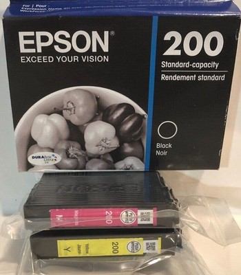 Sealed Genuine Epson 200 Ink Cartridges Magenta Yellow Black | eBay