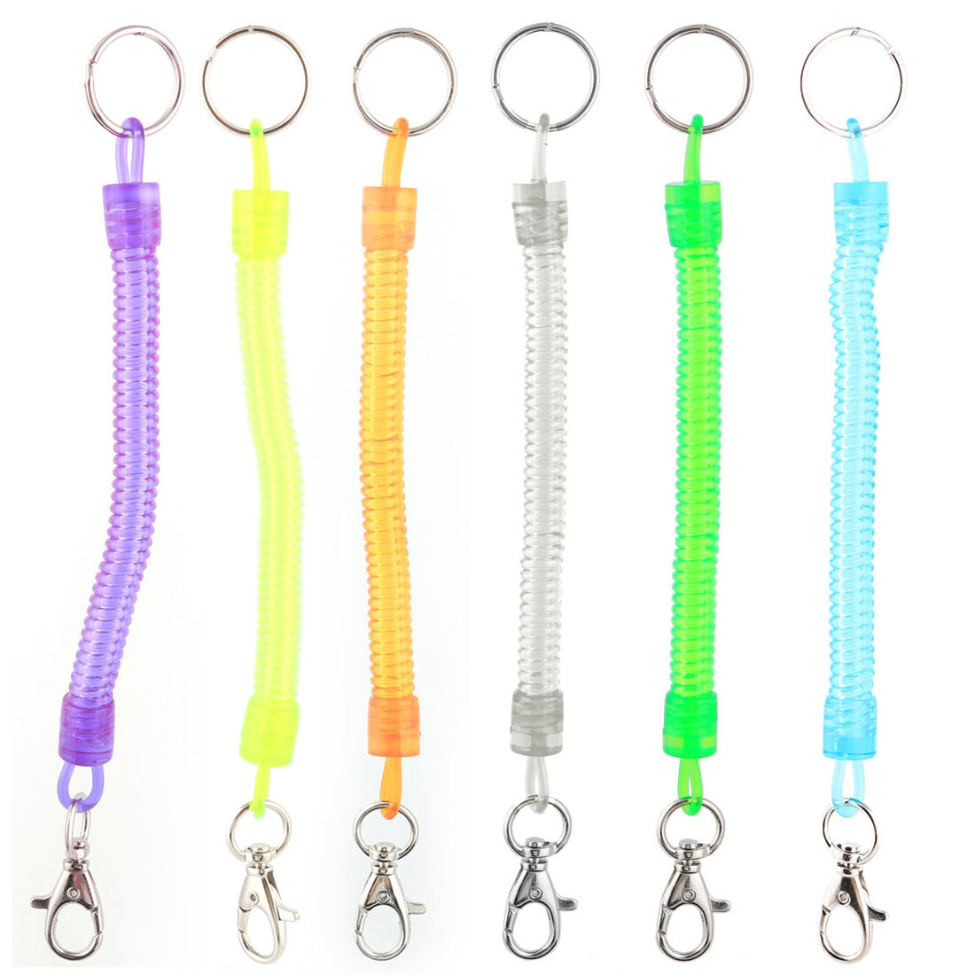 Lobster Clasp Hook Retractable Spring Coil Strap Spiral Keychain ...