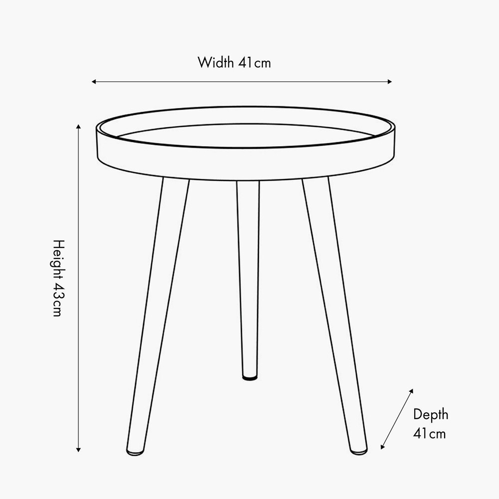 Lavender Round Scandi Wooden End Tables For Living Room Tripod Legs ...
