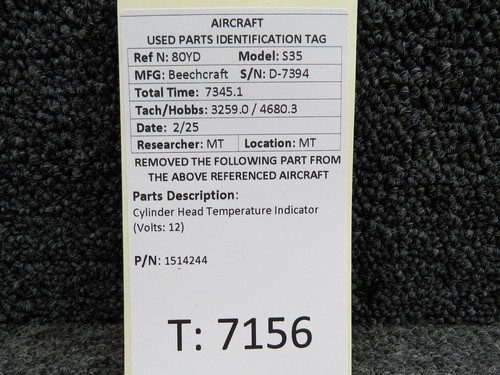 1514244 Beechcraft S35 Cylinder Head Temperature Indicator (Volts: 12 ...