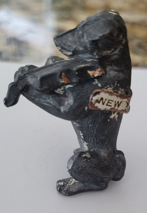 Vintage Dog Souvenir New York City Dog Cast Metal Holding Fiddle | eBay