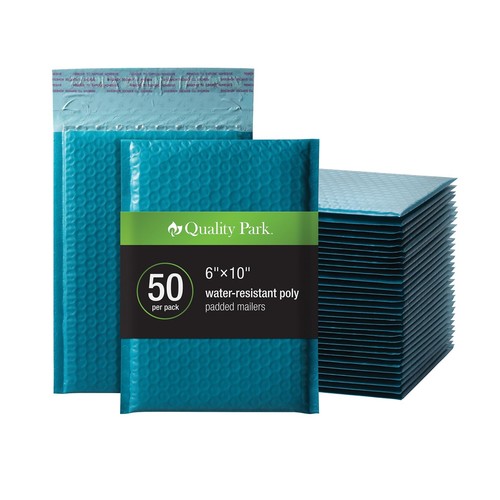 Quality Park Bubble Mailers, 6 x 9 Inch, Blue Poly Mailers, Padded ...