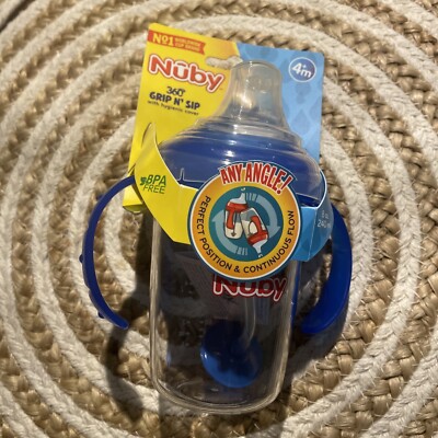 Nuby 360 degree Grip n Sip no spill 4+yrs 8 ounces blue any angle | eBay