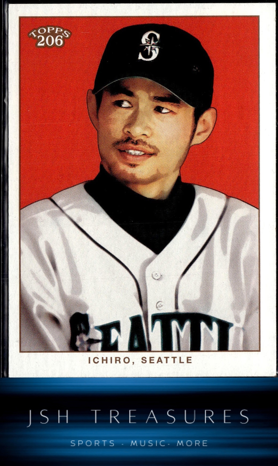 2002 Topps 206 #256c Ichiro Suzuki white jersey portrait, red ...
