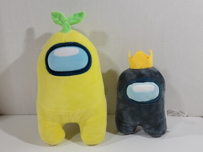 Among Us Plush Lot 12" Yellow Crew Member Sprout Leaf 8" Grey Imposter ...