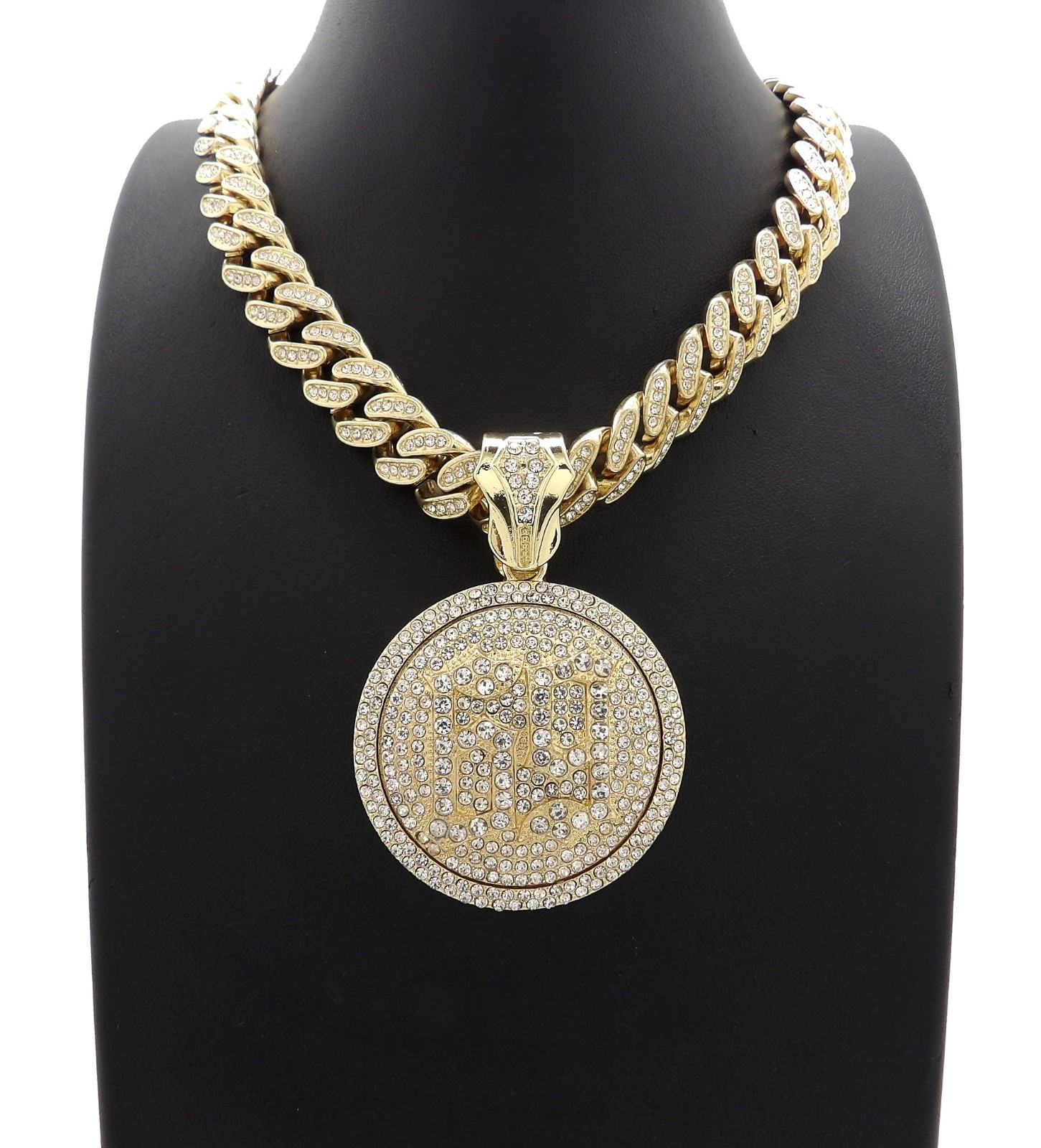 RAPPER TEKASHI 69 SPINNING PENDANT 18" CUBAN LINK CHAIN NECKLACE GOLD ...