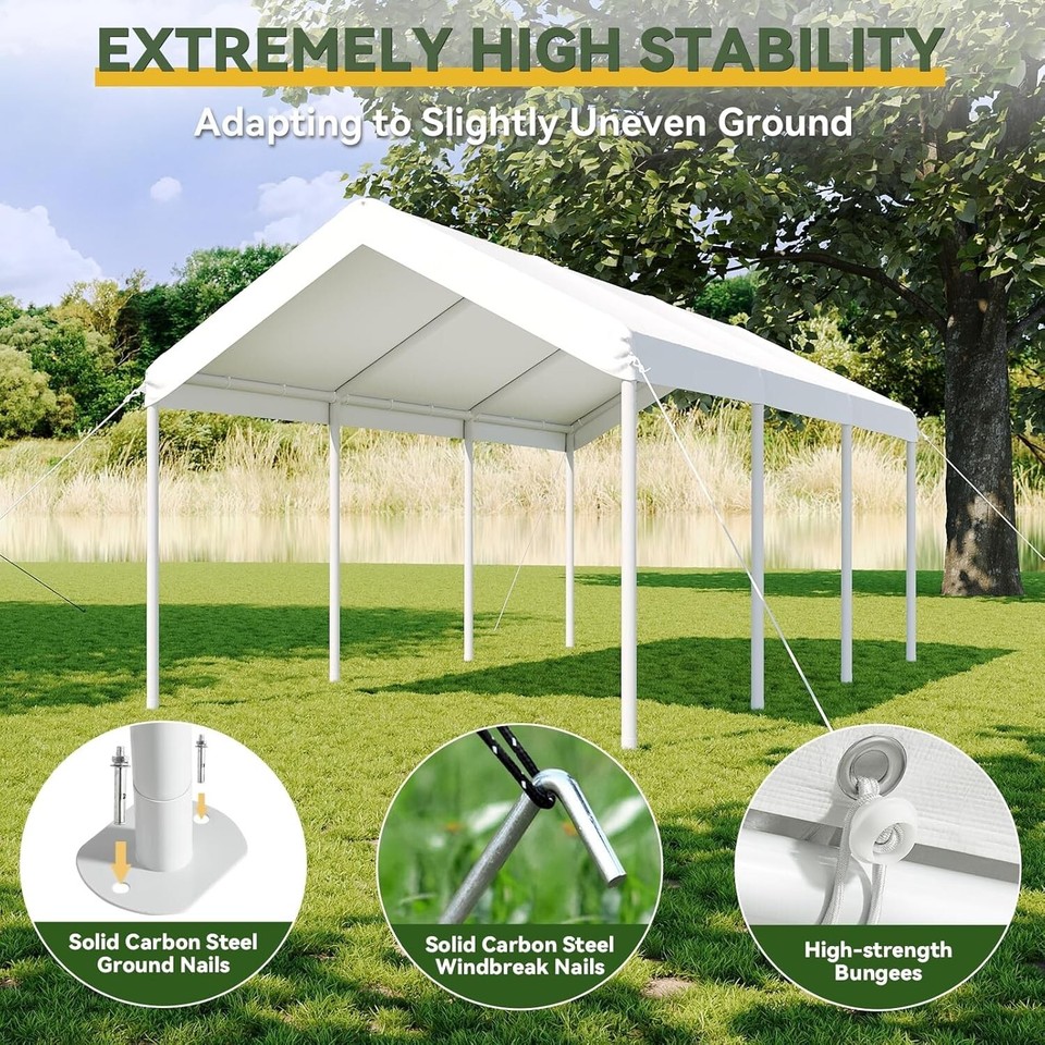 Steel Frame Party Tent Canopy Shelter Portable Car Carport Garage Cover ...