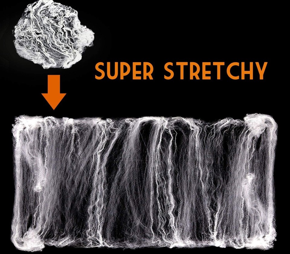 Super Stretch Spider Web for Halloween Indoor/Outdoor Decoration (800 ...