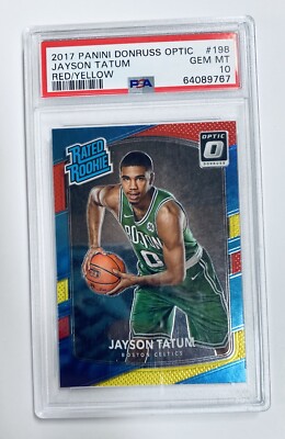 JAYSON TATUM Donruss Optic 2017 Rated Rookie Red / Yellow RC - PSA 10 ...