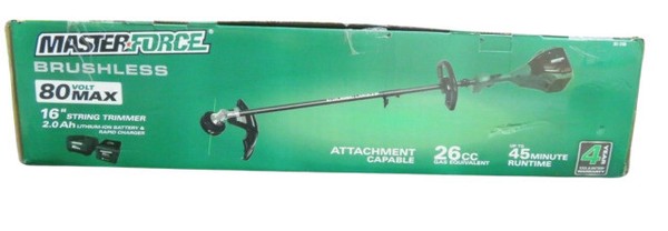 Masterforce 267-3199 16" 80-Volt Cordless String Trimmer w/ Charger ...