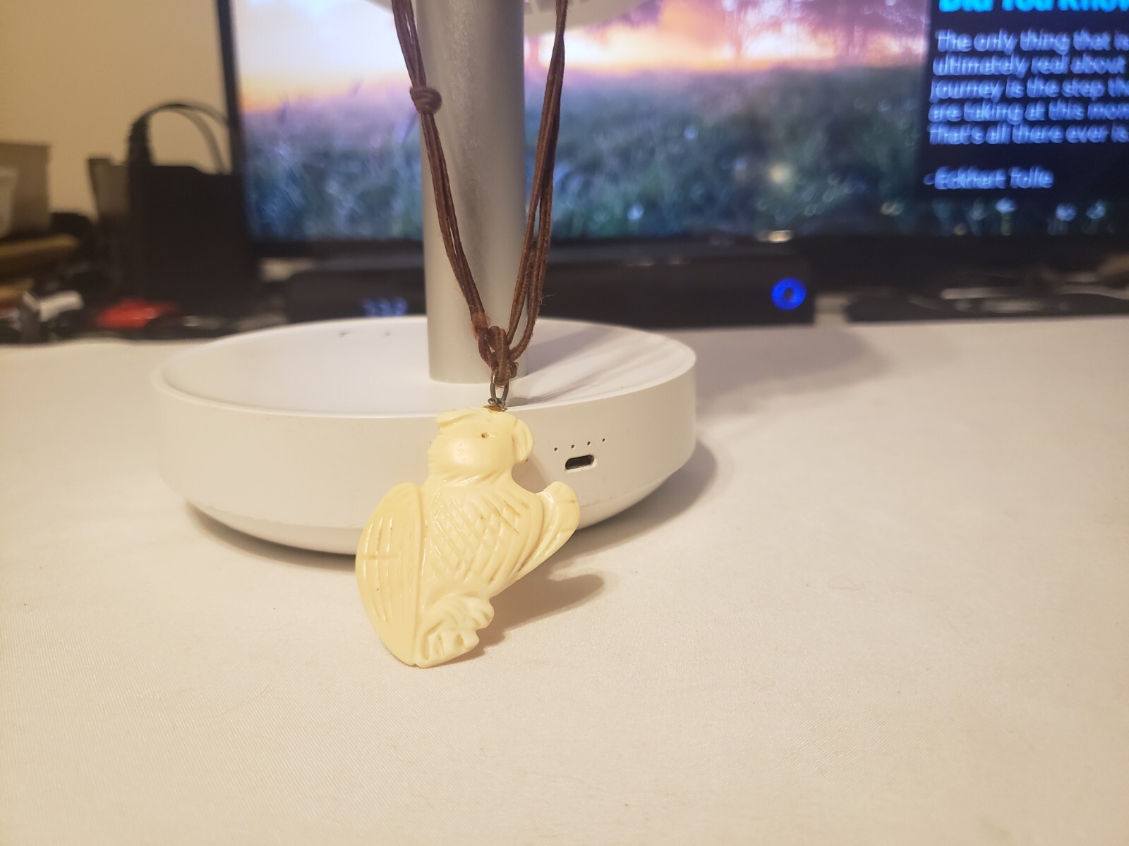 VINTAGE FAUX IVORY PARROT 9"NECKLACE & FAUX LEATHER CORD, FREE SHIPPING ...