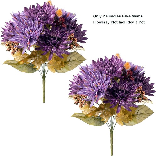 Ivydale 2 Bundles Artificial Fall Fake Mums Flowers for Outdoor, 24 ...