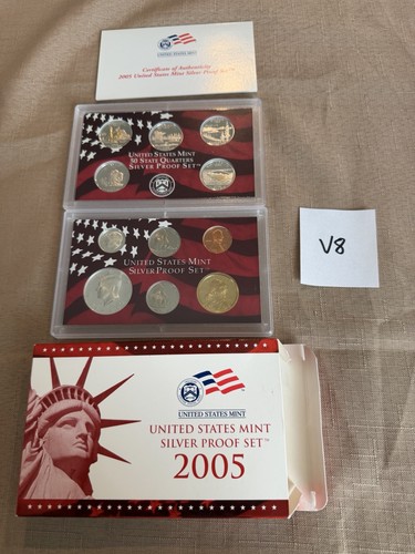 2005 S SILVER Proof Set States Quarters and original U.S. Mint box and ...