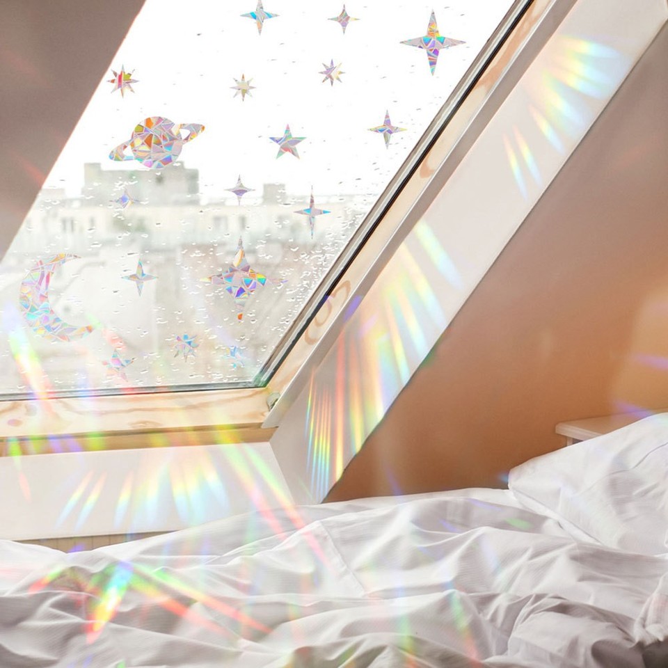 18 Pcs Static Cling Window Film Prism Sun Catcher Glass Decorative Film ...
