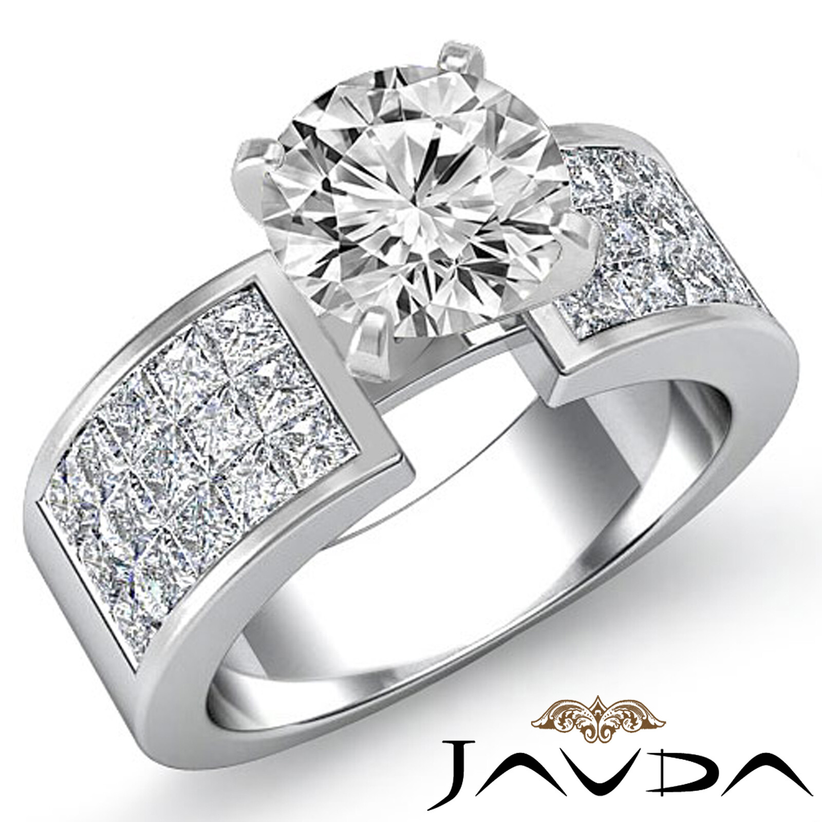 4 Prong Invisible Set Round Diamond Engagement Ring GIA Certified G SI1 ...