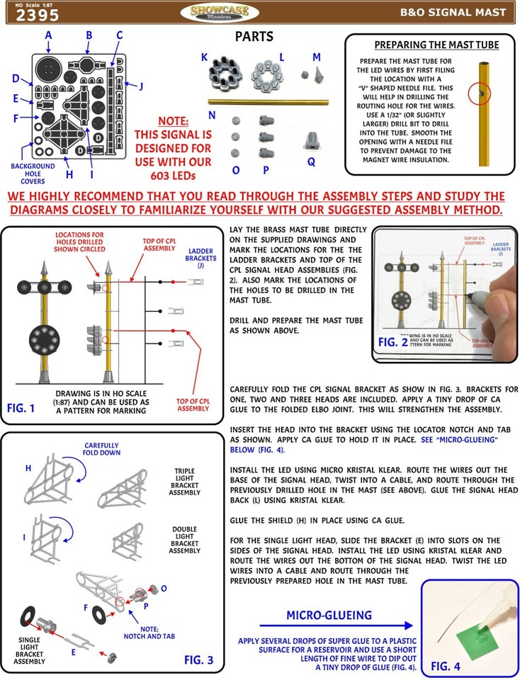 HO Scale B & O CPL Top Mast Assembly Kit - 1.75" high (2395) | eBay