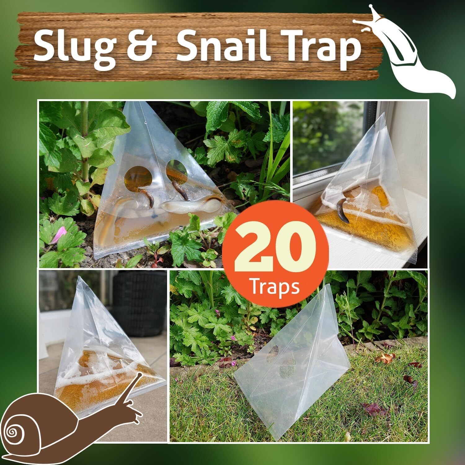 SLUG TRAPPER - 20 Slug Traps for Indoor and Outdoor - Disposable Snail ...