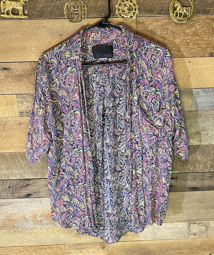 PALET PERSPECTIVE Short Sleeve Shirt Button Down Pais… - Gem